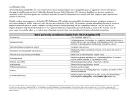 IRS Code Section 213(d) Eligible Medical Expenses Deductible