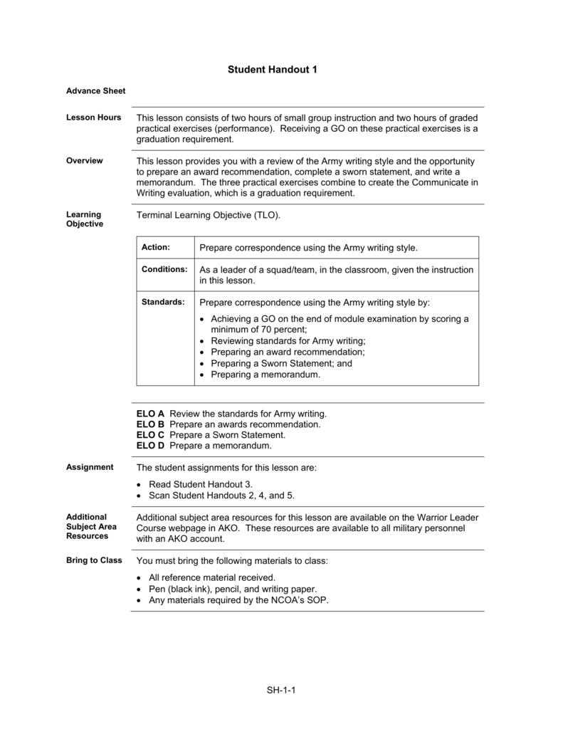 Student Handout 1