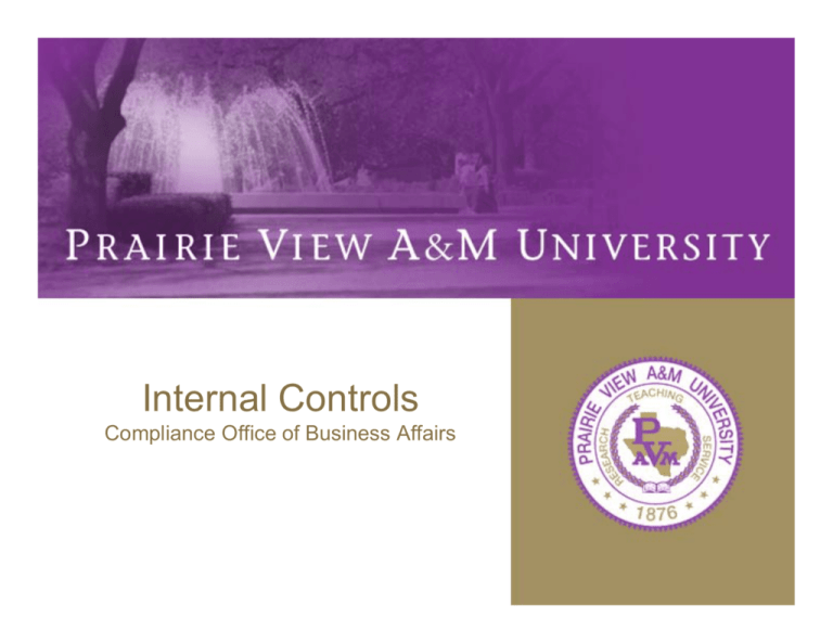 Internal Controls Prairie View A M University