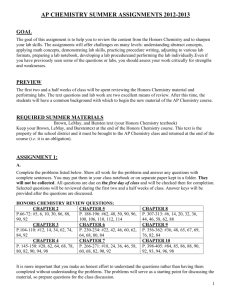 Chemistry I Honors Lab Report Format
