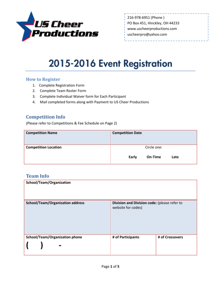 2015-16 Registration Form updated 6-30-15