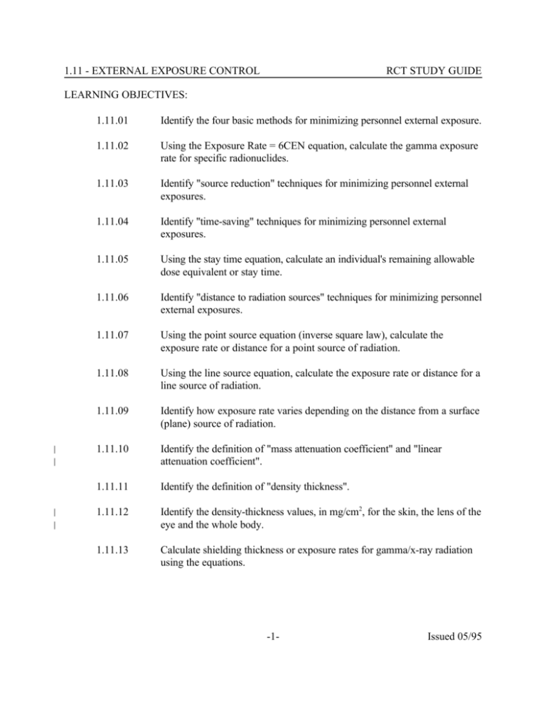 external exposure control - rct study guide