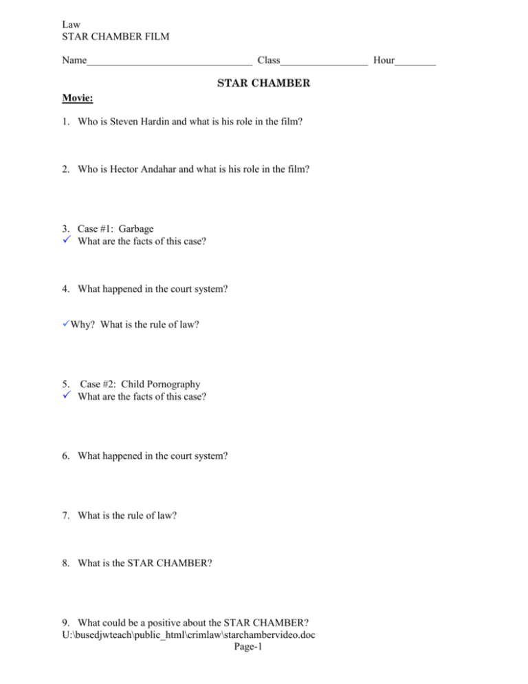 Star Chamber Questions