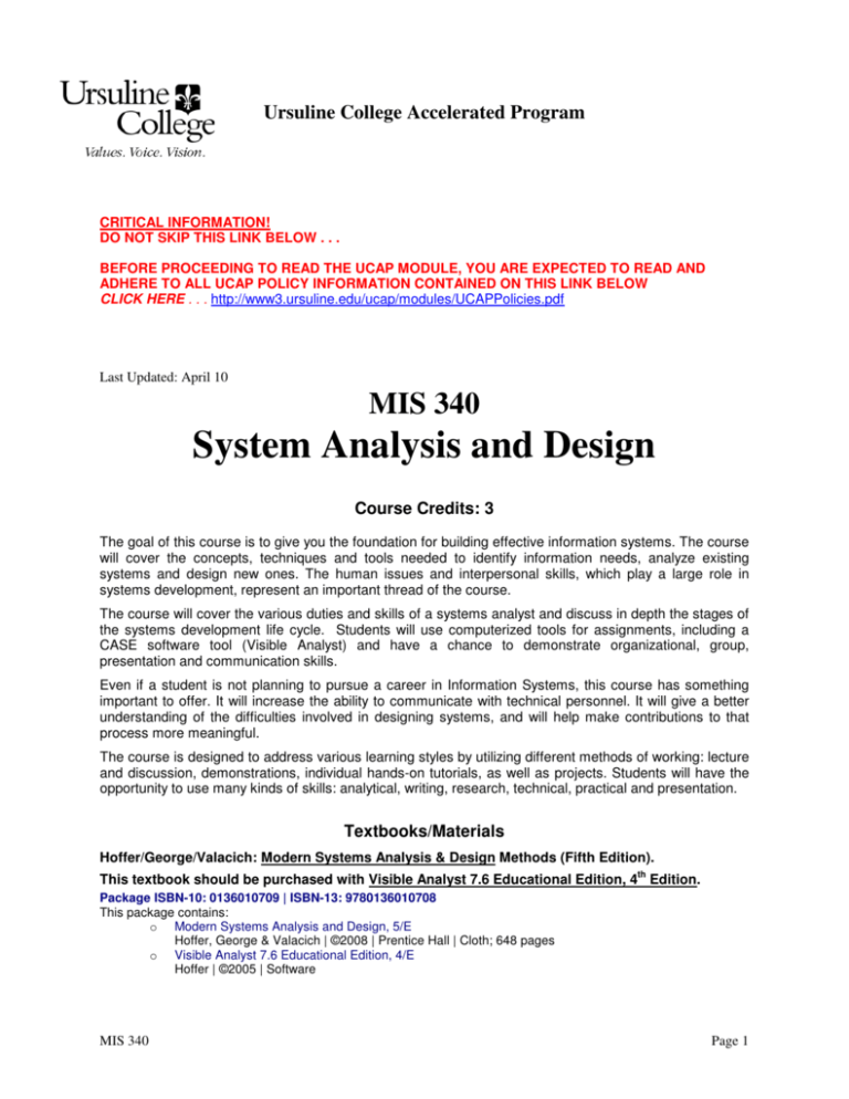 System Analysis and Design