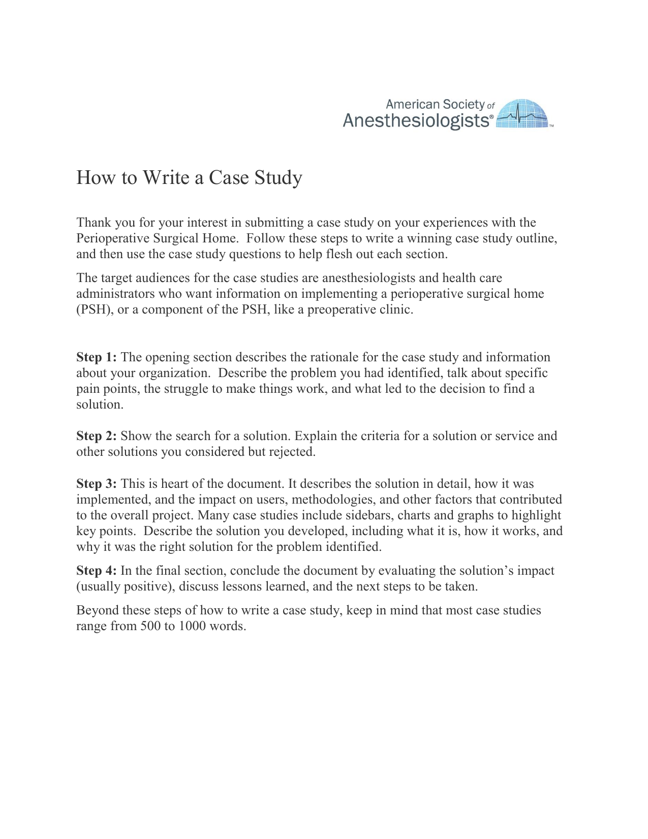 How To Write A Case Study
