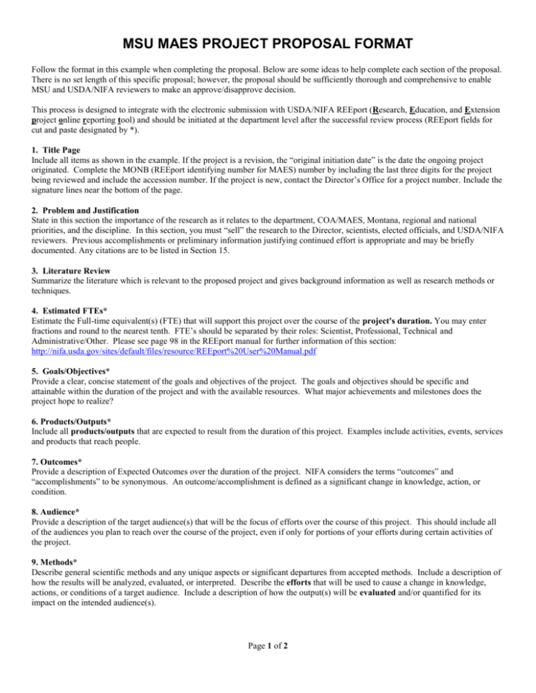 Project Proposal Format