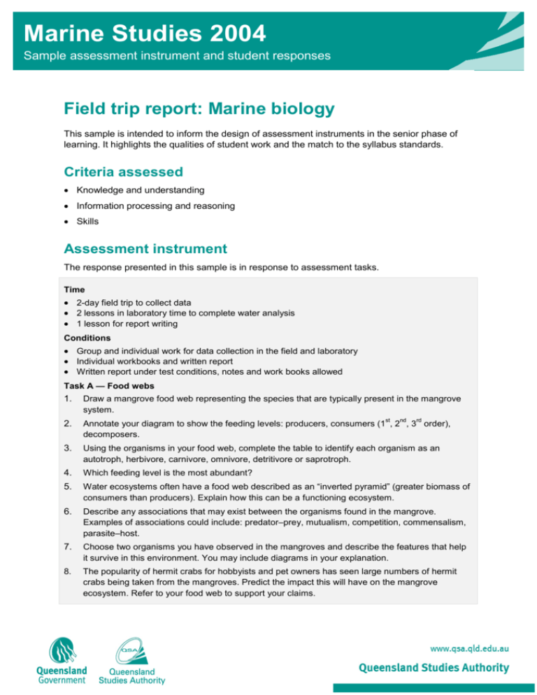 Field Trip Report Marine Biology