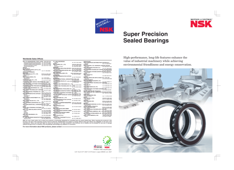 Super Precision Sealed Bearings