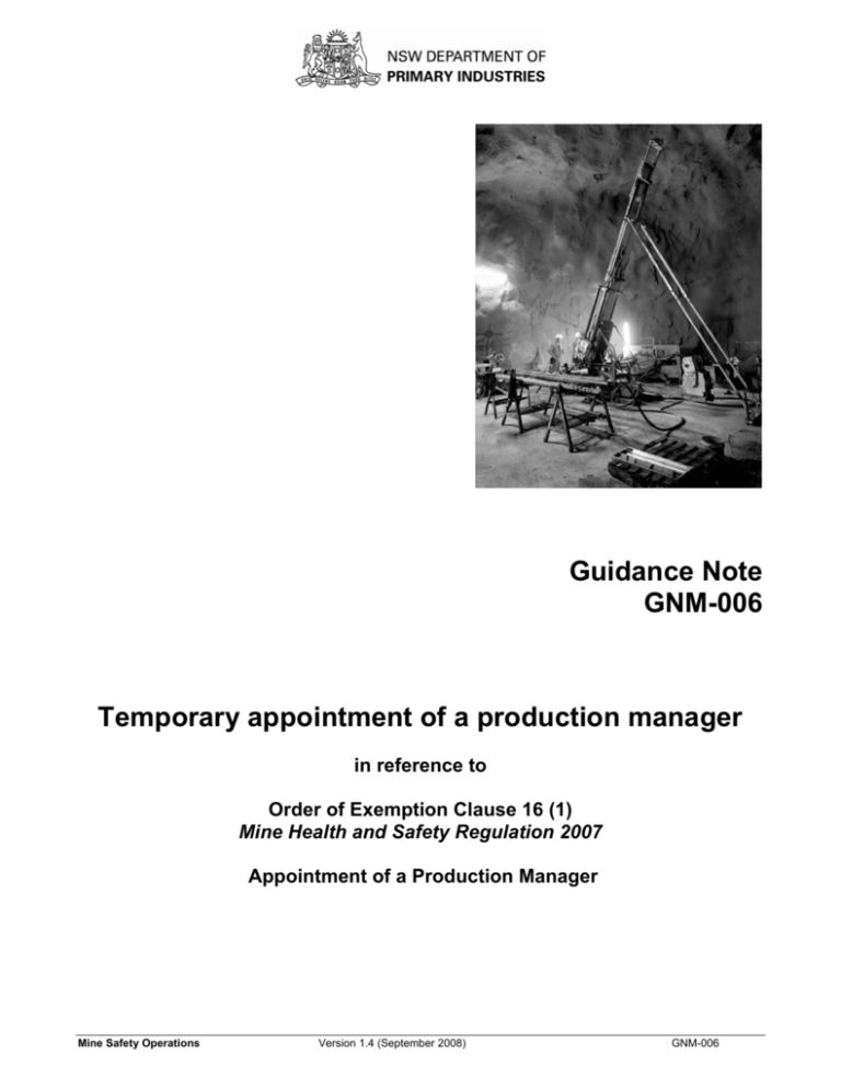 Temporary Appointment Of Production Manager temporary-appointment-of-production-manager
