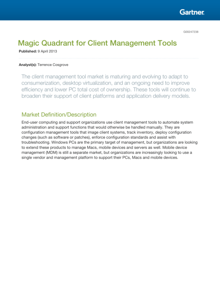Magic Quadrant for Client Management Tools