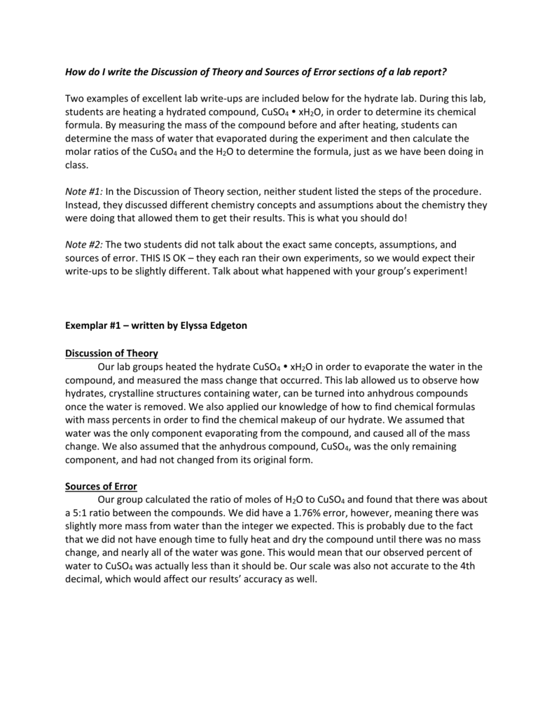  Formula Of A Hydrate Lab Report Formula Of A Hydrate Lab By Performing This Lab We Will Be 
