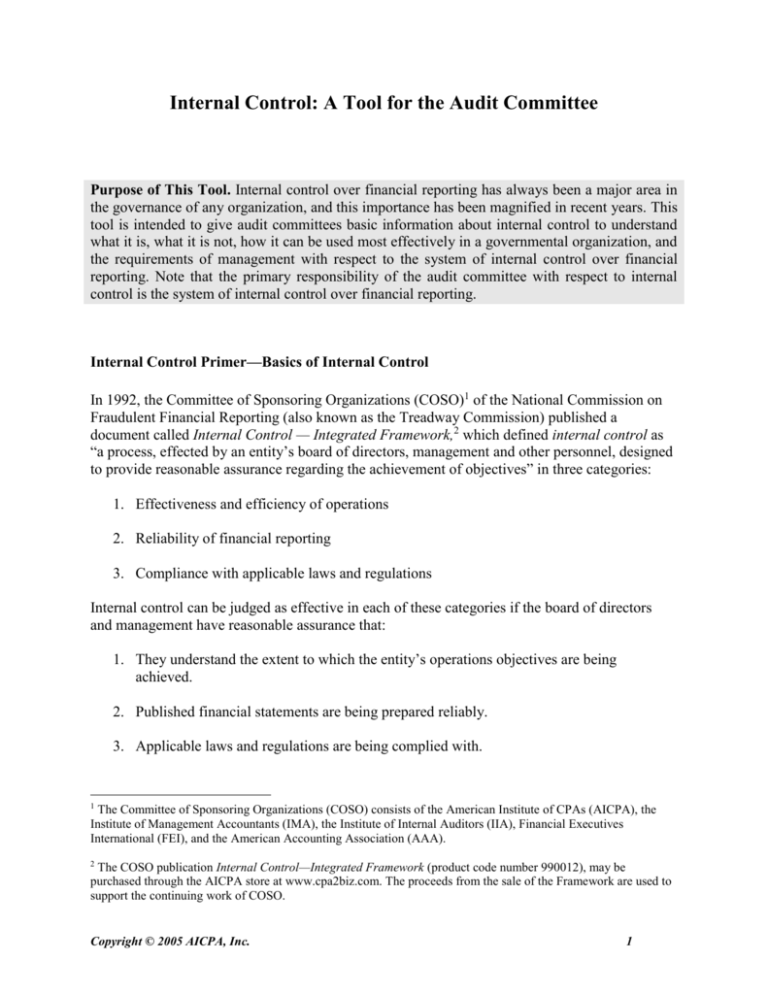 Internal Control: A Tool for the Audit Committee