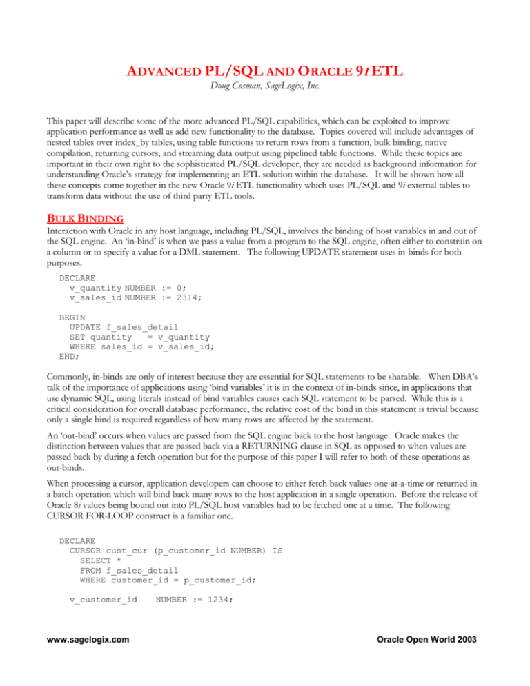 Advanced PL/SQL and Oracle ETL