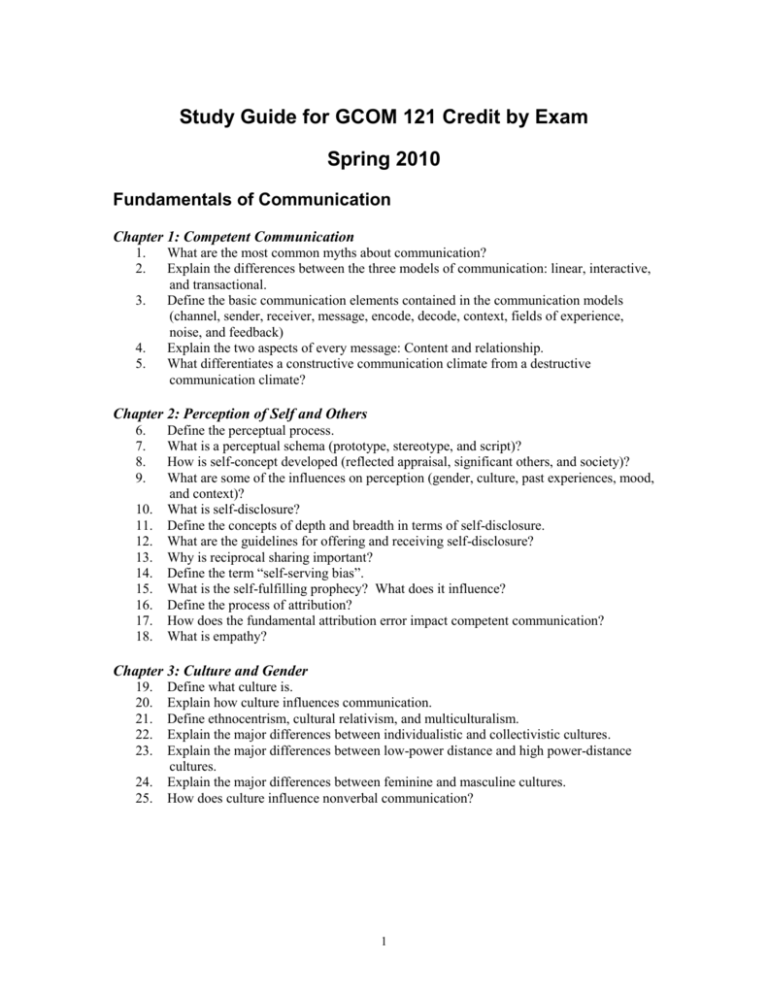 Study Guide for GCOM Study Guide for GCOM