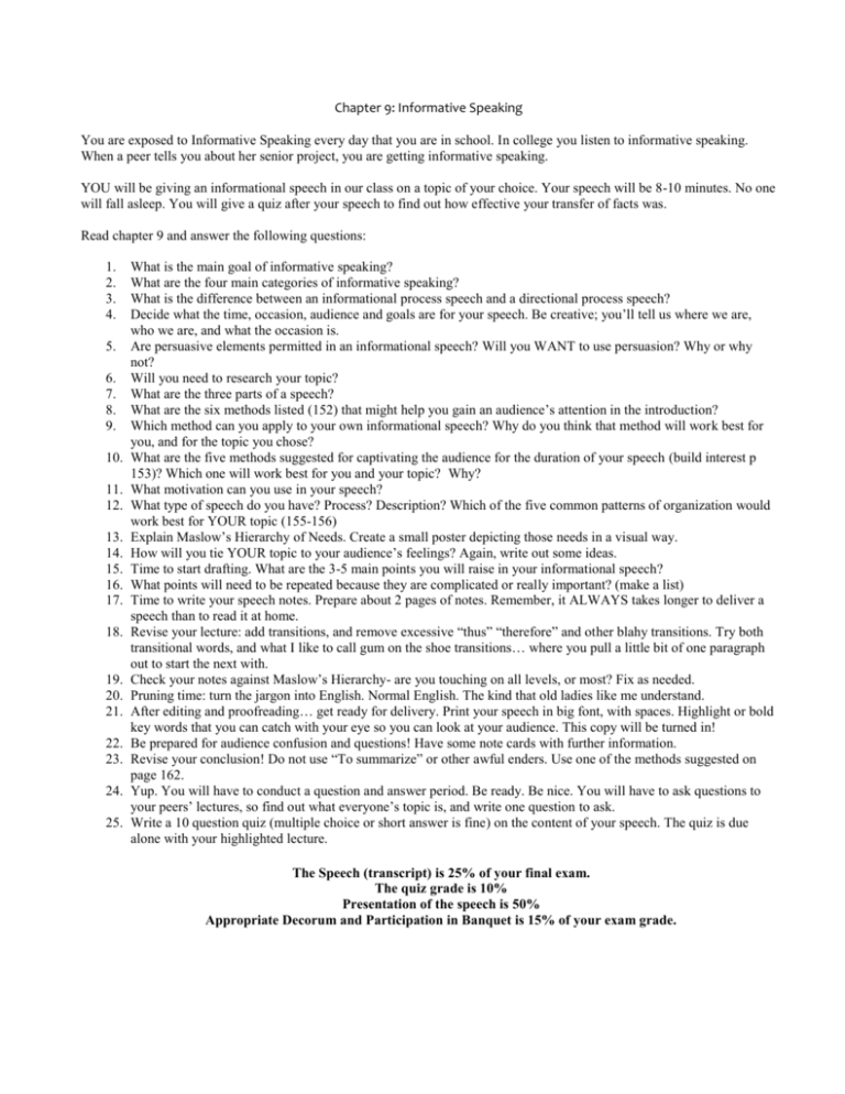 Chapter 9 Informative Speaking