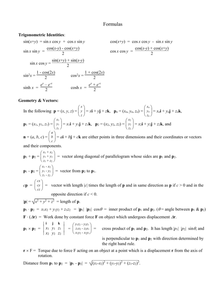 Formulas