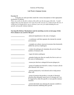 Chapter 40: The Immune System and Disease 40-1 Infectious Disease