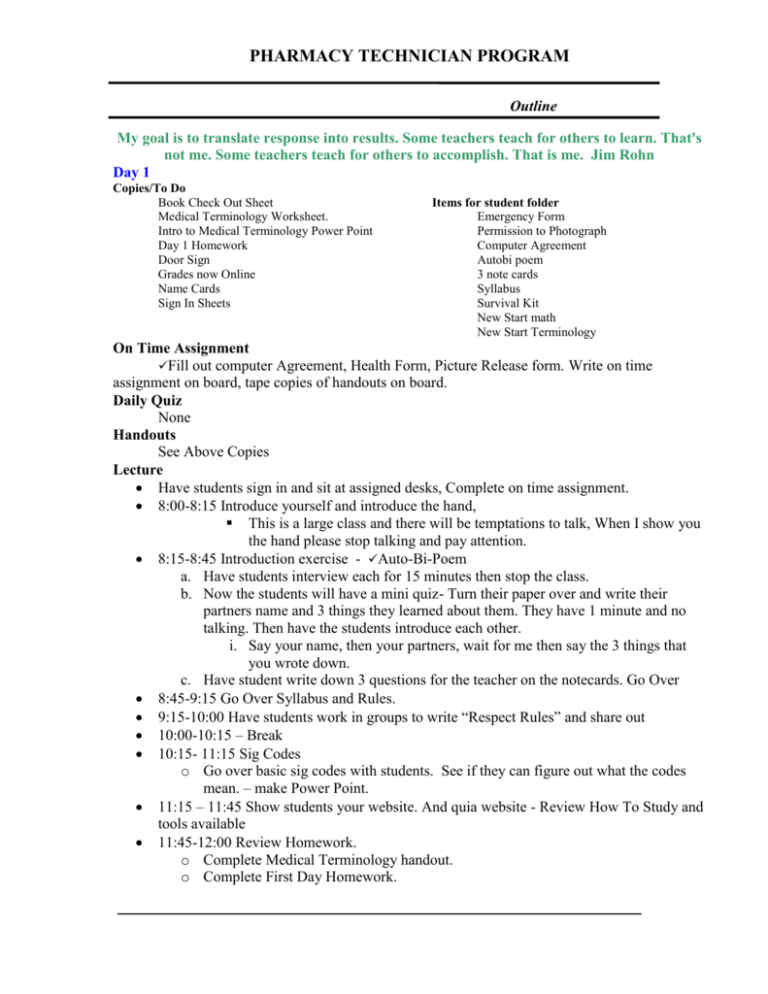 Example Daily Planner