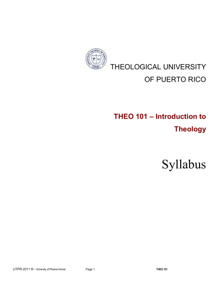 Course Syllabus - Universidad Teológica de Puerto Rico