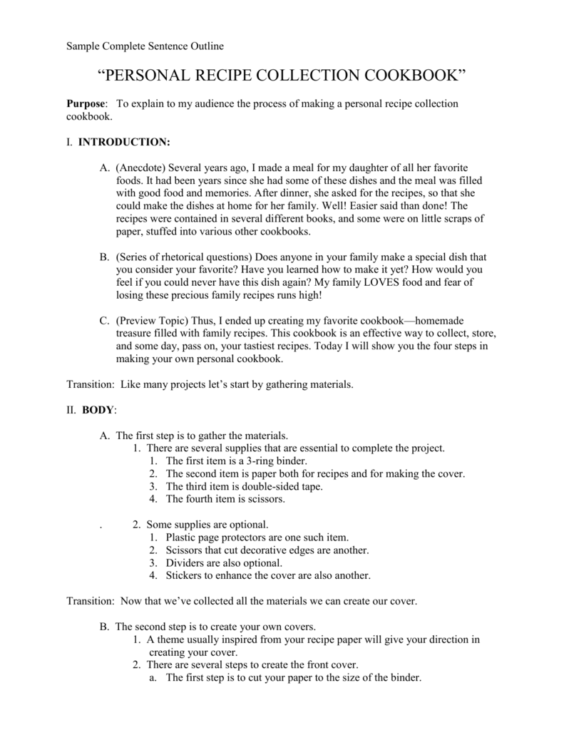 Demonstration Speech Sample Outline