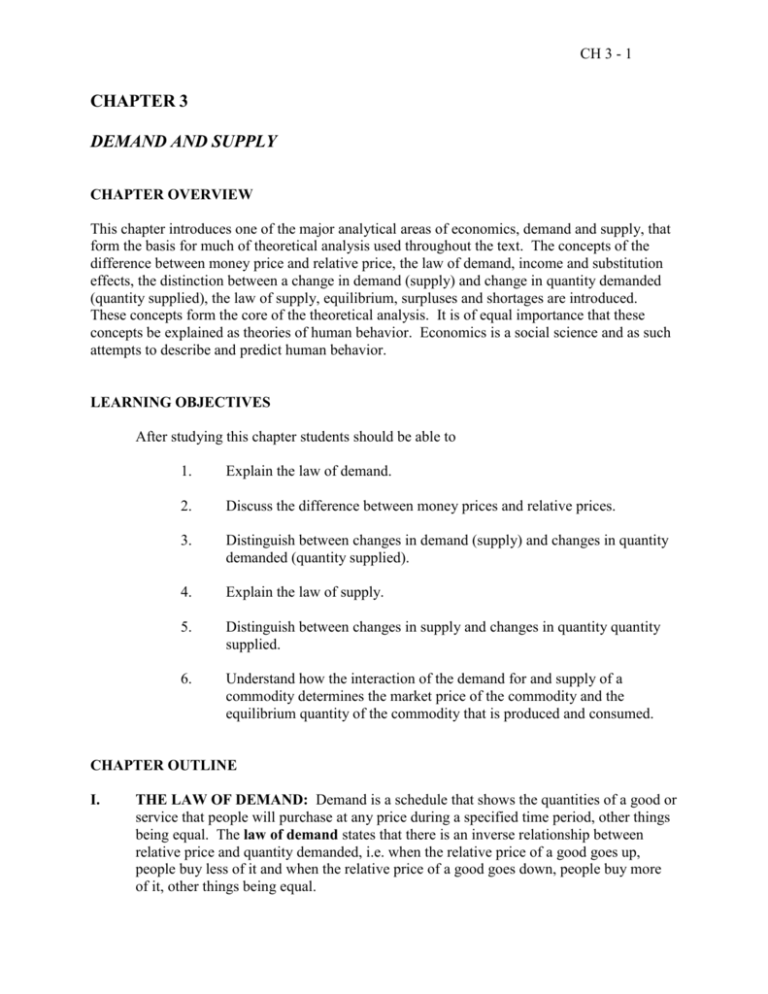 CHAPTER 3 Demand And Supply