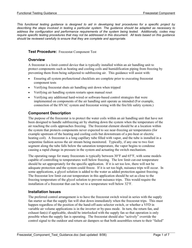 Freezestat - Functional Testing and Design Guides