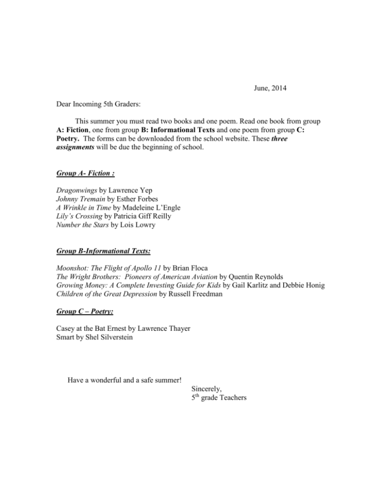 5th Grade Reading List 5th Grade Reading List