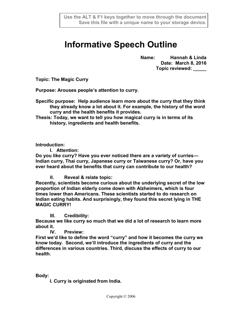 Informative Speech Outline