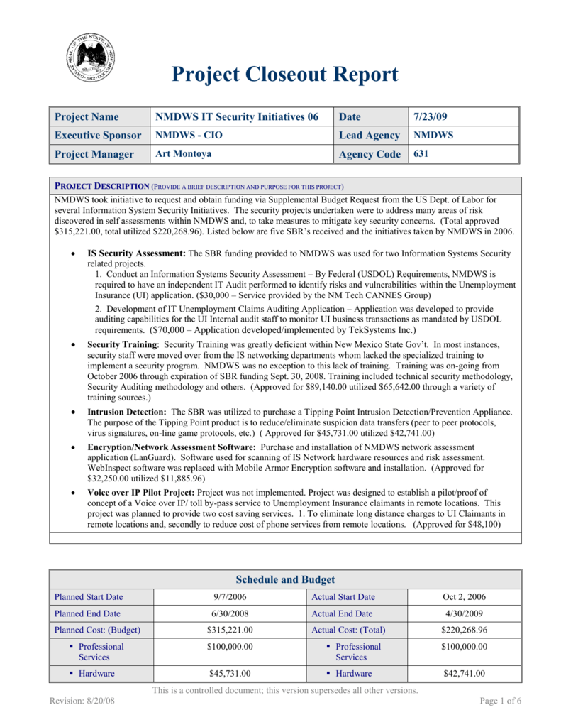 Project Closure Checklist