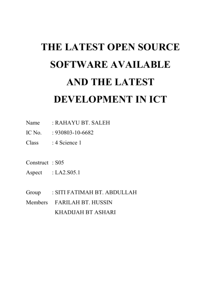 The Latest Open Source Software Available The Latest Open Source Software Available