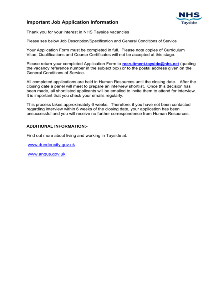 Job Application Pack NHS Scotland Recruitment