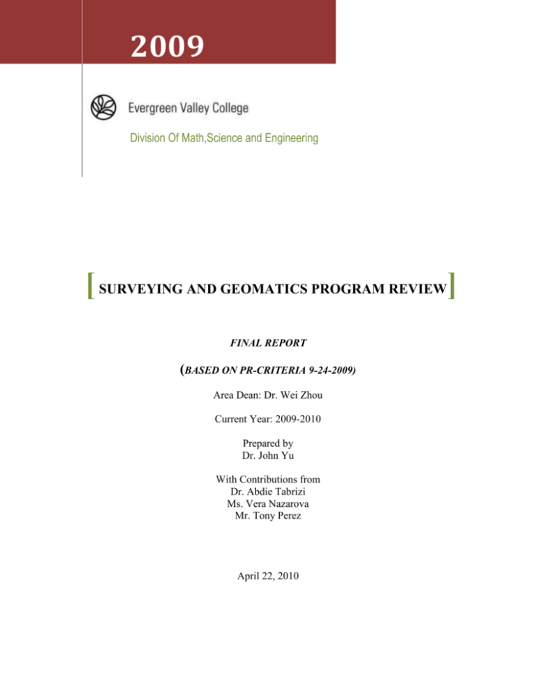 Surveying and Geomatics Program Review