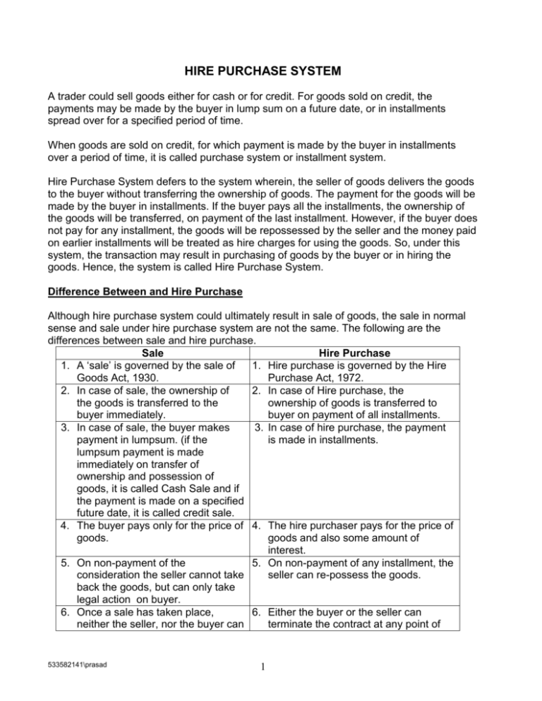 CHAPTER 3 HIRE PURCHASE SYSTEM