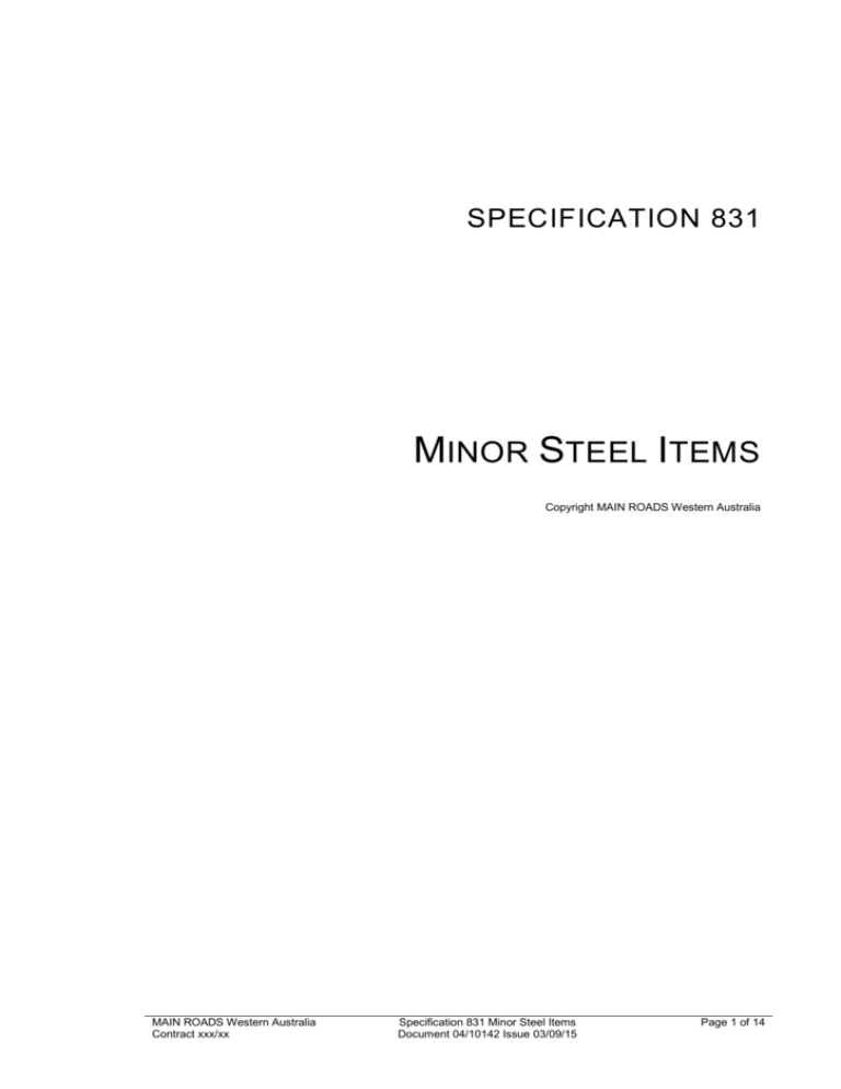 Specification Template - Main Roads Western Australia