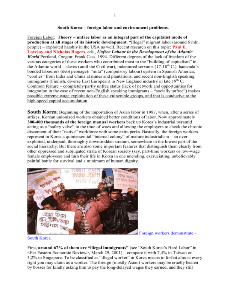 South Korea – Foreign Labor And Environment Problems