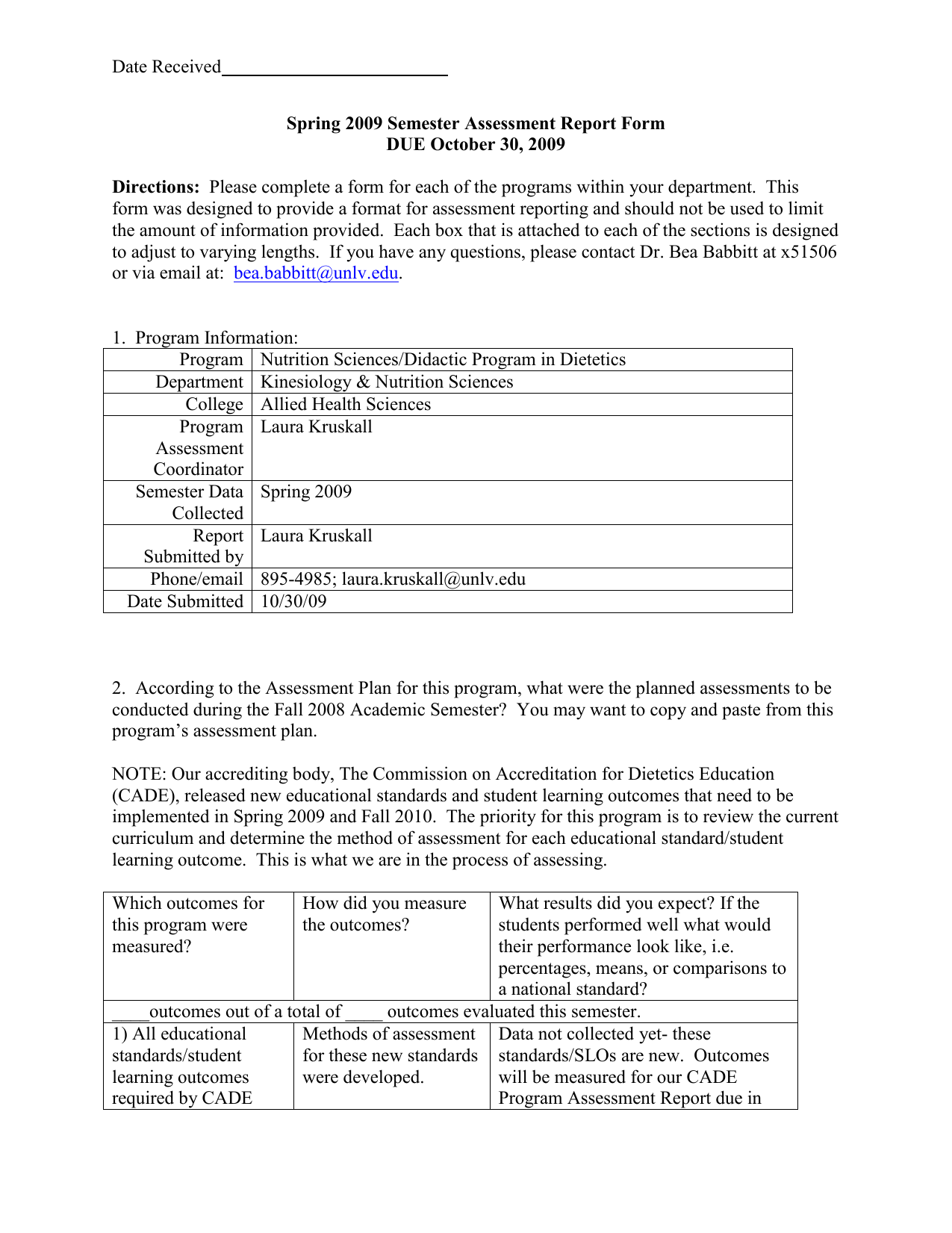 Annual Assessment Report Form For Student Learning Outcomes Gambaran