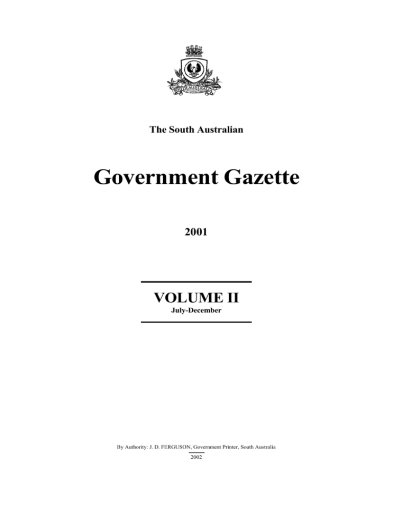 Index 2001 - Government Gazette