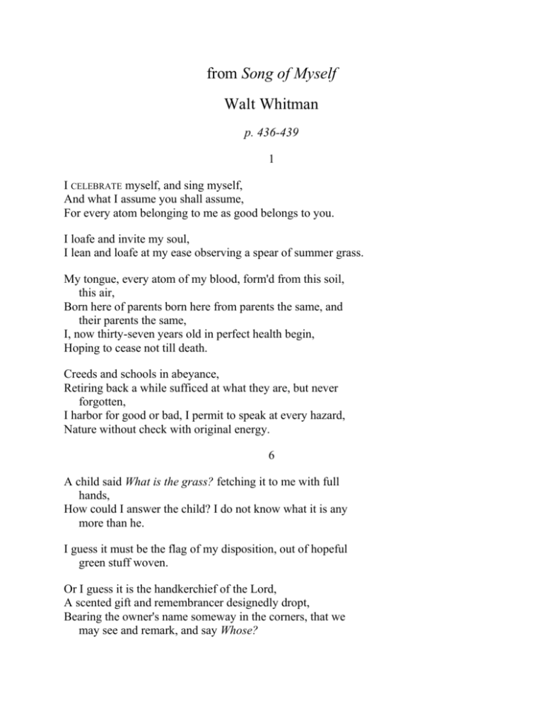 From Song Of Myself