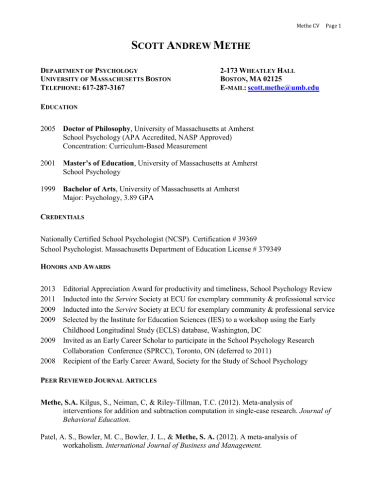 Methe, SA - Society for the Study of School Psychology