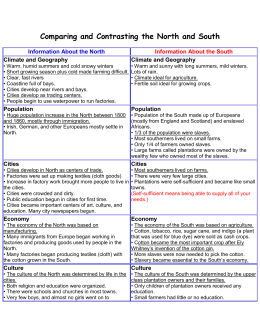 Comparing and Contrasting the North and South