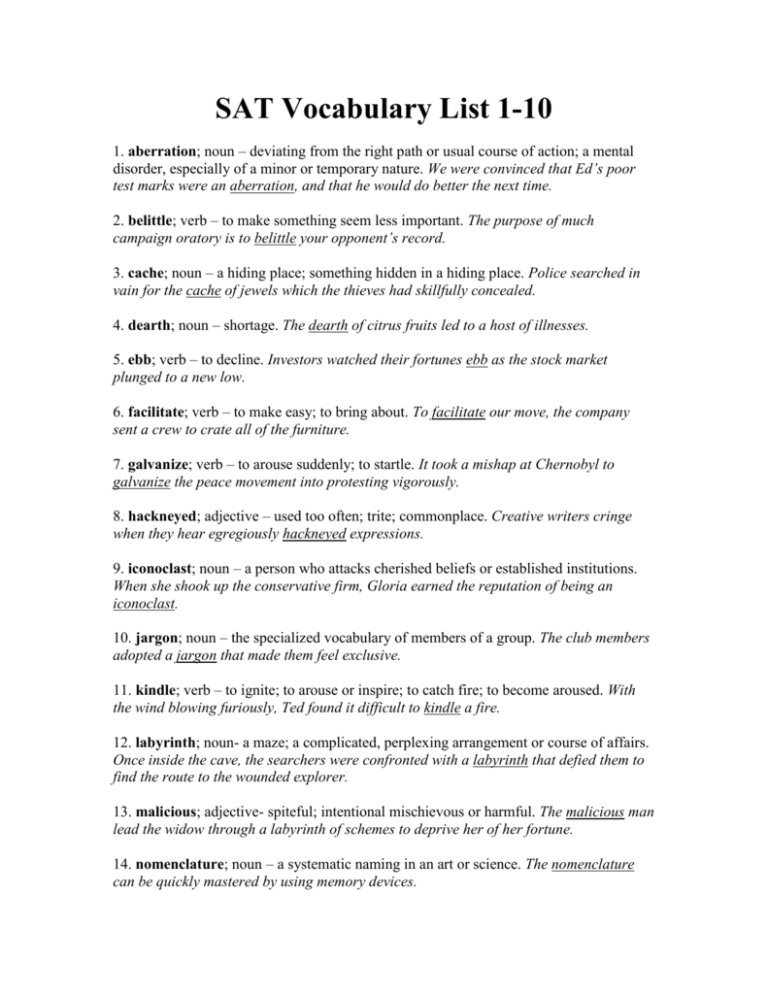 SAT Vocabulary List 1 10