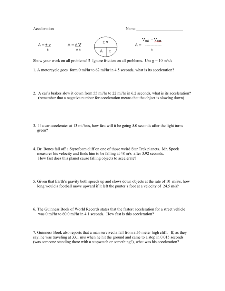 Acceleration Practice