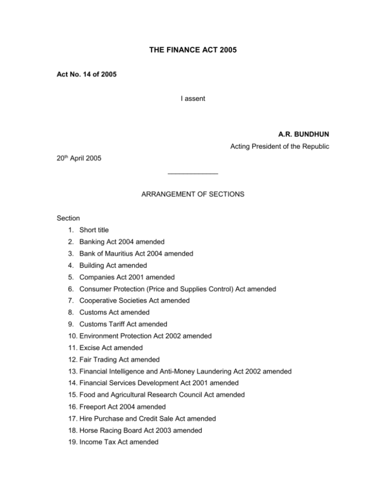 The Finance Act The Finance Act