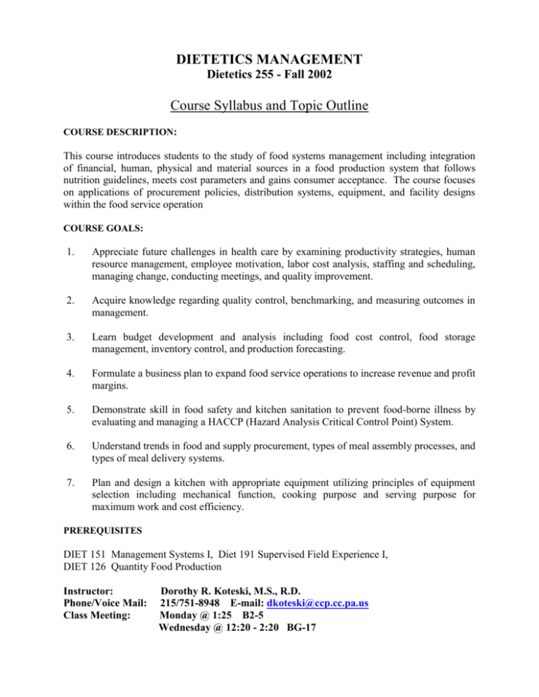 DIETETICS MANAGEMENT