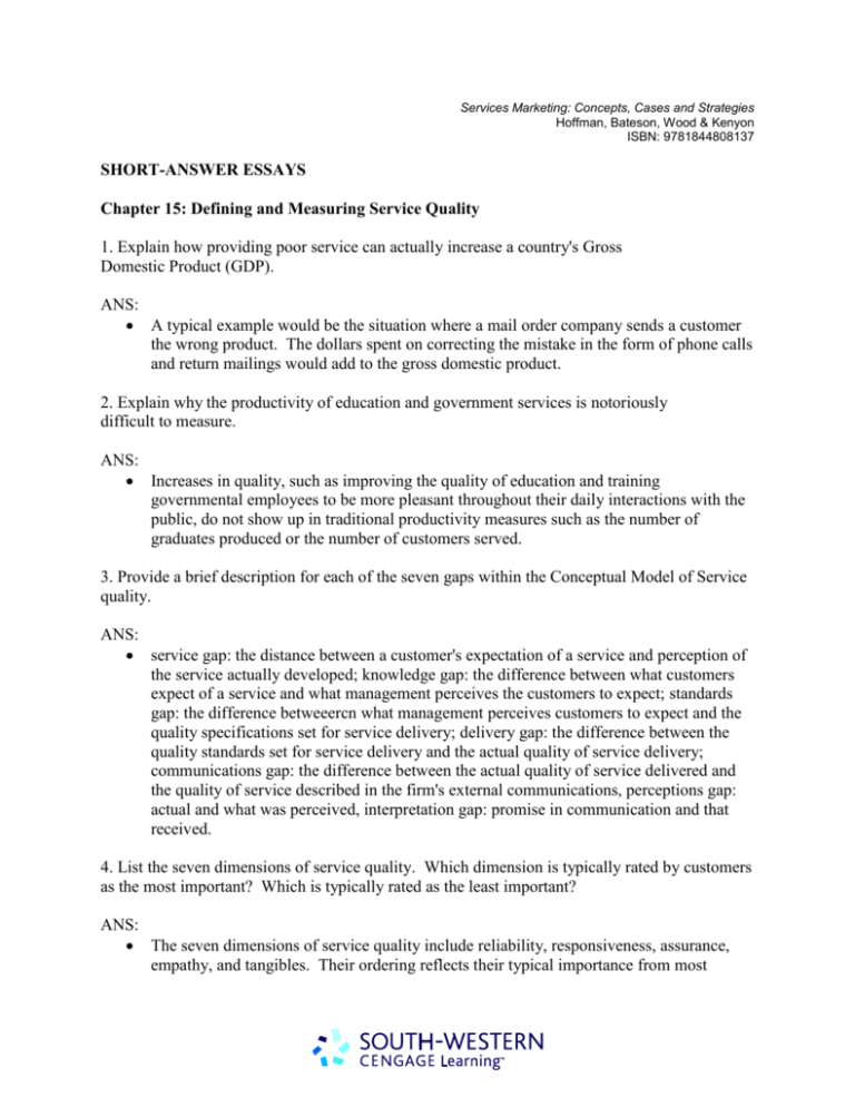 SHORT ANSWER ESSAYS