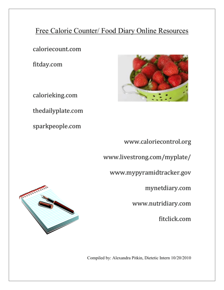 Free Calorie Counter Food Diary Online