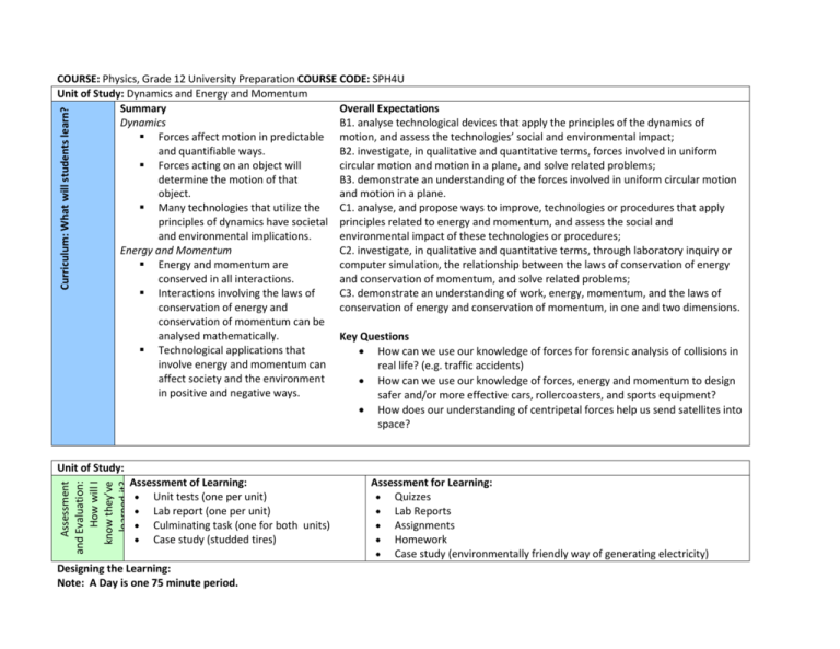 COURSE Physics Grade 12 University Preparation COURSE
