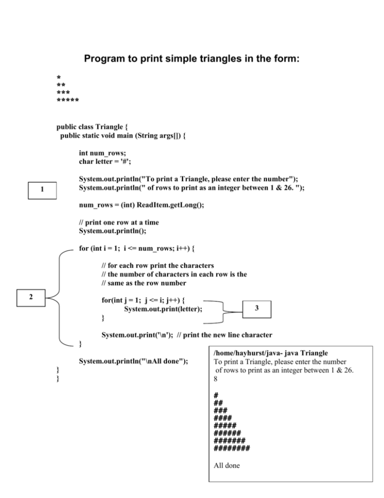 Program To Print Simple Triangles In The Form 