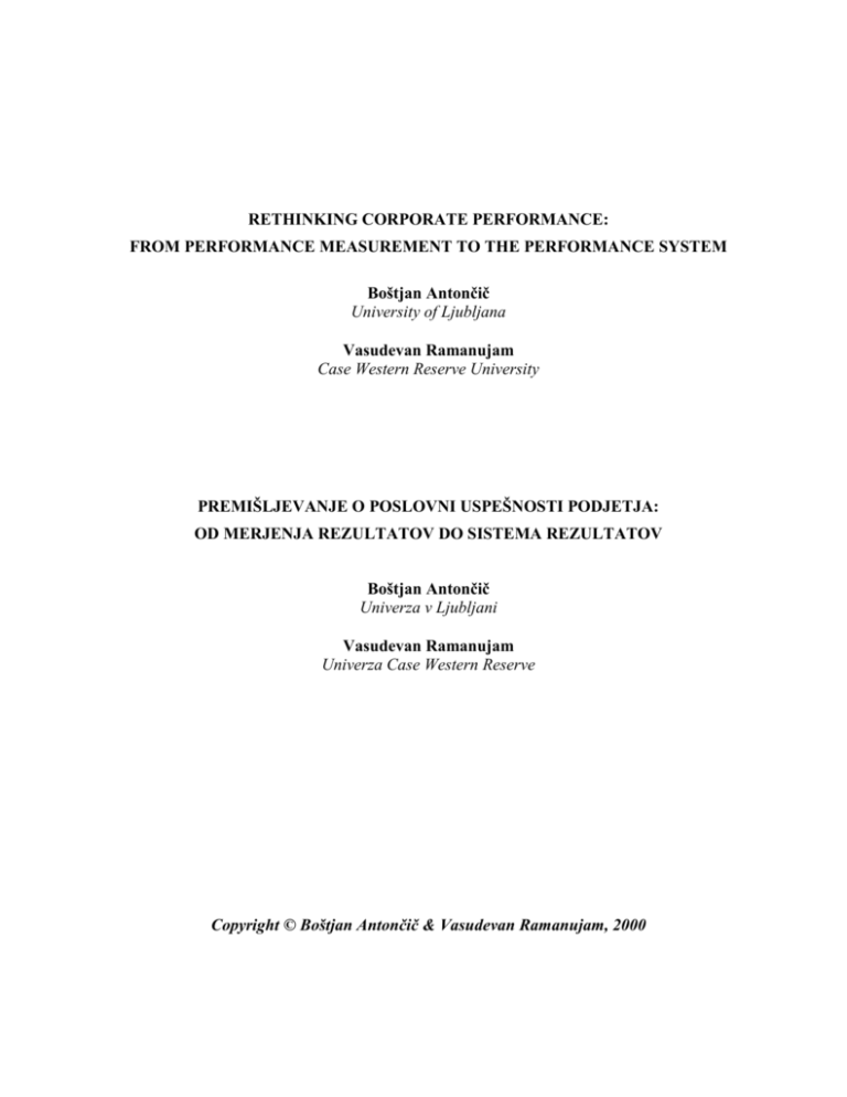From Performance Measurement To The