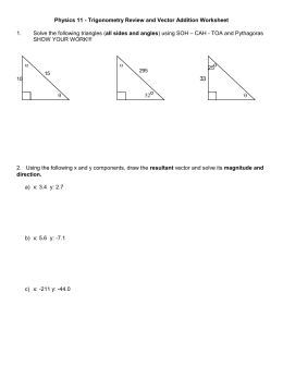 Trignometry Review and Vector Addition Worksheet